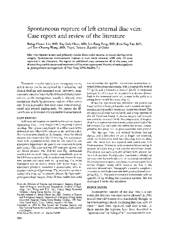 (PDF) Spontaneous rupture of left external iliac vein: case report and ...