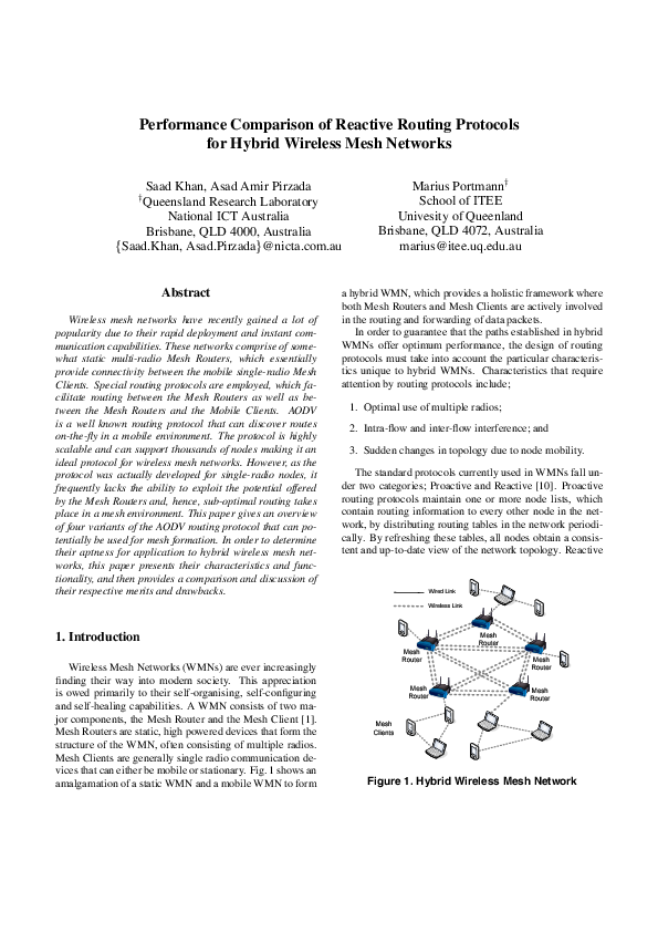 (PDF) Performance comparison of reactive routing protocols for hybrid ...