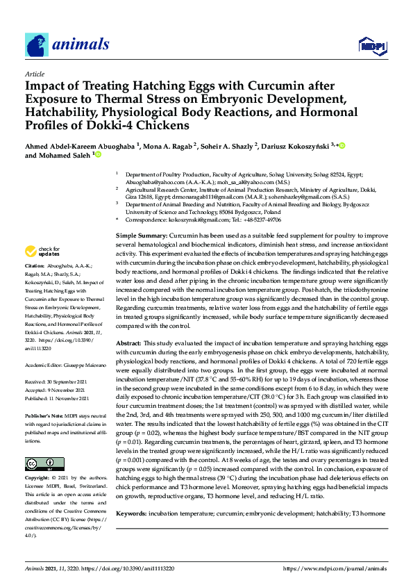 (PDF) Impact of Treating Hatching Eggs with Curcumin after Exposure to ...