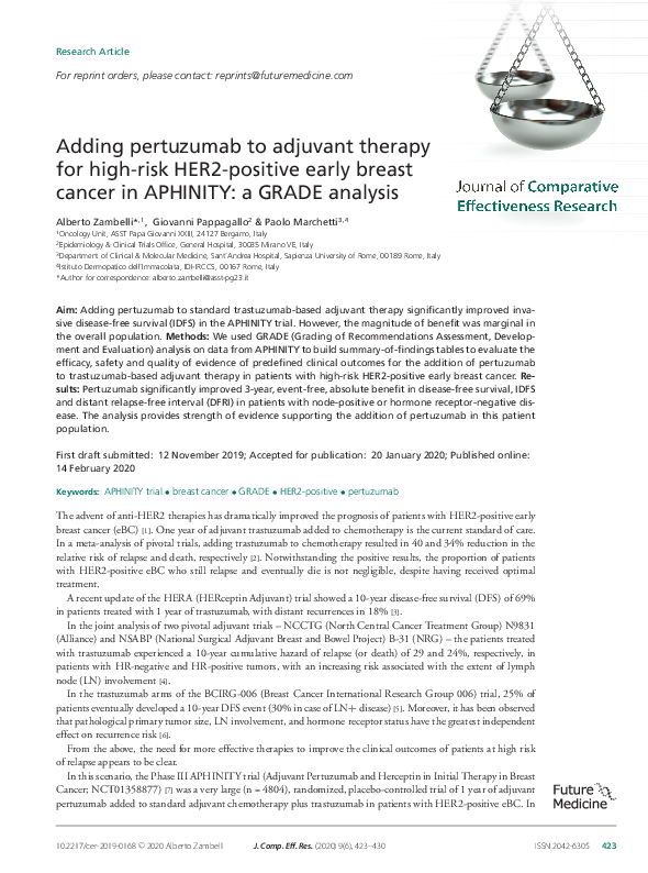 (PDF) Adding pertuzumab to adjuvant therapy for high-risk HER2-positive early breast cancer in ...