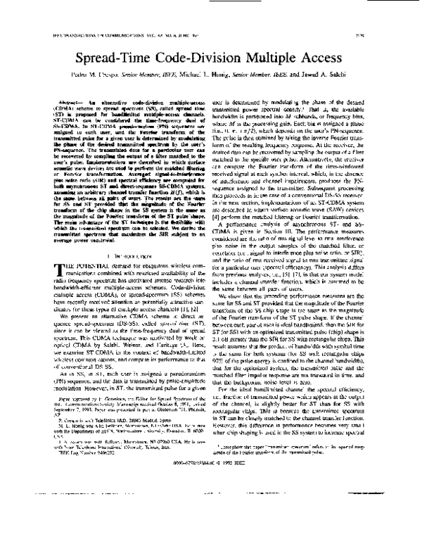 (PDF) Spread-time code-division multiple access | Pedro Crespo - Academia.edu