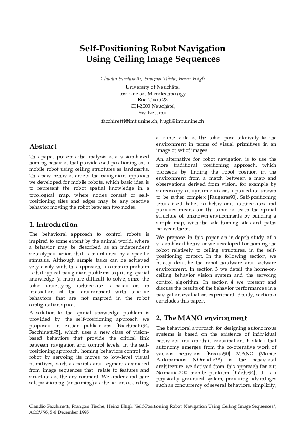 (PDF) Self-Positioning Robot Navigation Using Ceiling Image Sequences