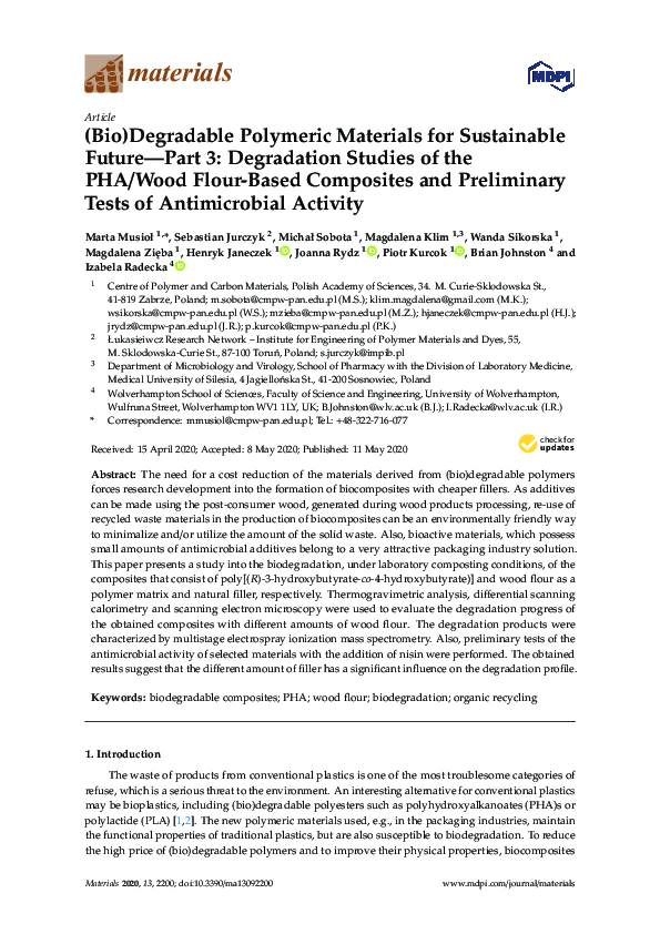 (PDF) (Bio)Degradable Polymeric Materials for Sustainable Future—Part 3 ...