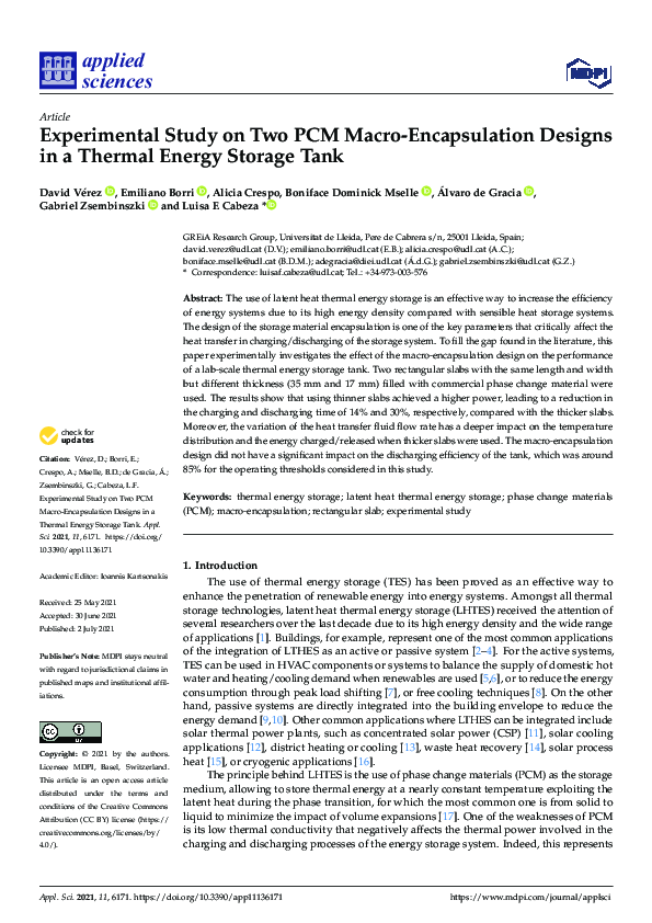 (PDF) Experimental Study on Two PCM Macro-Encapsulation Designs in a ...