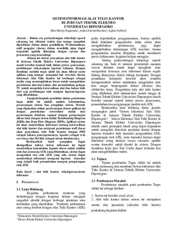 (PDF) Sistem Informasi Alat Tulis Kantor DI Jurusan Teknik ...