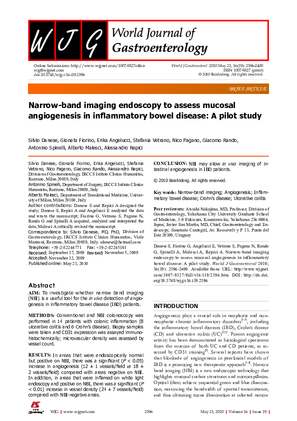 (PDF) Narrow-band imaging endoscopy to assess mucosal angiogenesis in ...