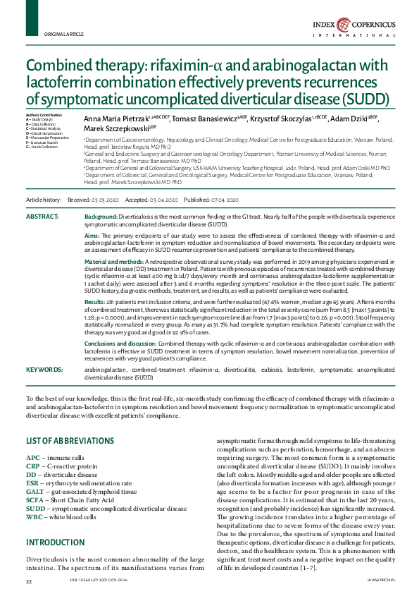 (PDF) Combined therapy: rifaximin-α and arabinogalactan with ...