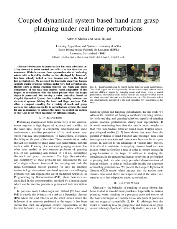 (PDF) Coupled Dynamical System Based Hand-Arm Grasp Planning under Real ...