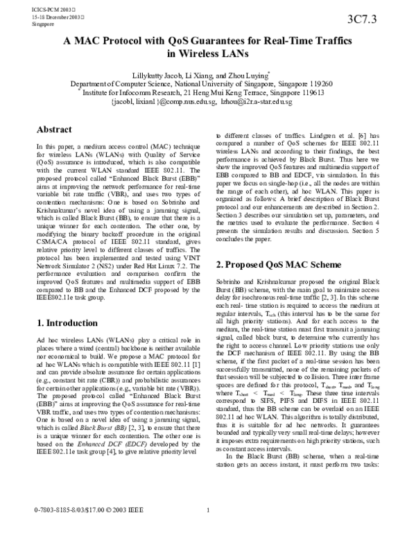 Pdf A Mac Protocol With Qos Guarantees For Real Time Traffics In Wireless Lans