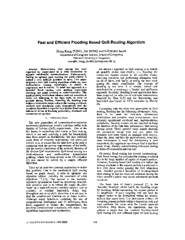 Pdf Fast And Efficient Flooding Based Qos Routing Algorithm 
