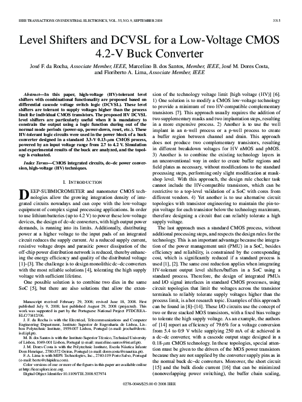 (PDF) Level shifters and DCVSL for a low-voltage CMOS 4.2-V buck converter