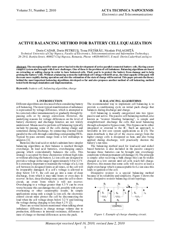 (PDF) Active Balancing Method for Battery Cell Equalization
