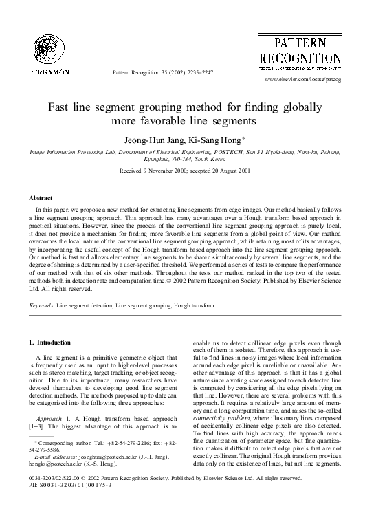 Pdf Fast Line Segment Grouping Method For Finding Globally More Favorable Line Segments