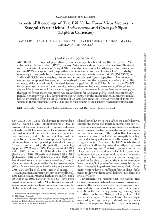 (PDF) Aspects of bioecology of two Rift valley Fever virus vectors in ...