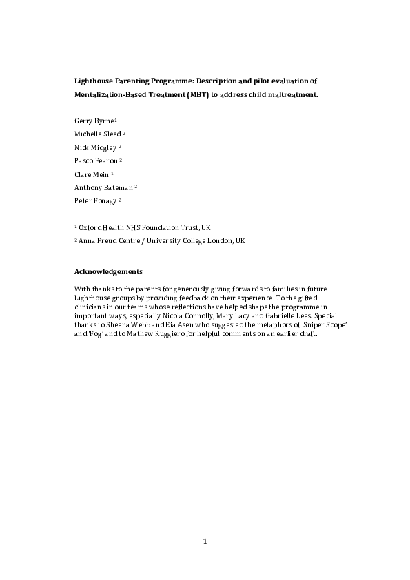 (PDF) Lighthouse Parenting Programme: Description and pilot evaluation ...