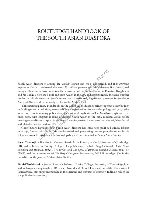 (PDF) ROUTLEDGE HANDBOOK OF THE SOUTH ASIAN DIASPORA ‘Ritual, Religion ...