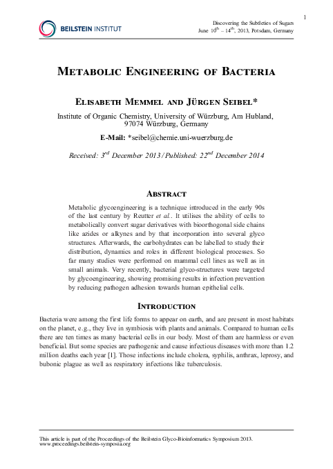(PDF) Metabolic Engineering of Bacteria