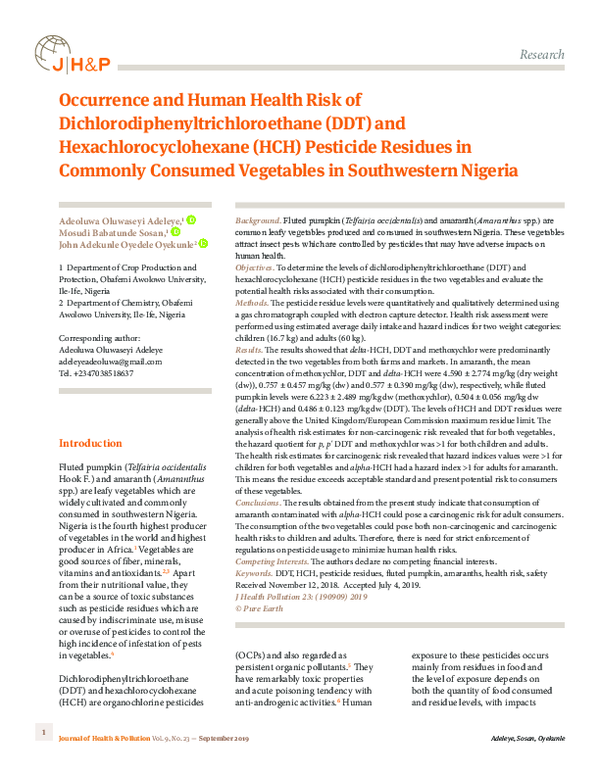 (PDF) Occurrence and Human Health Risk of ...