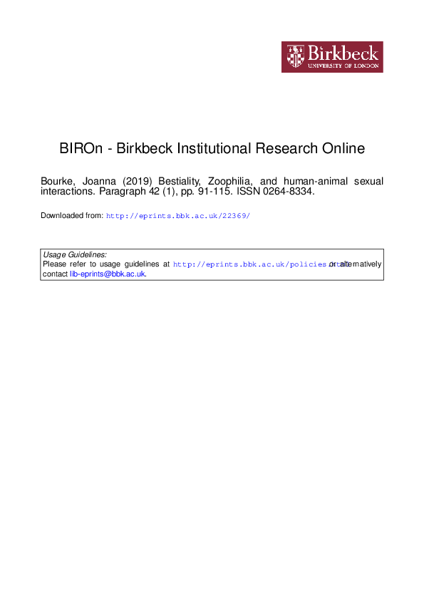 (PDF) Bestiality, Zoophilia and Human–Animal Sexual Interactions