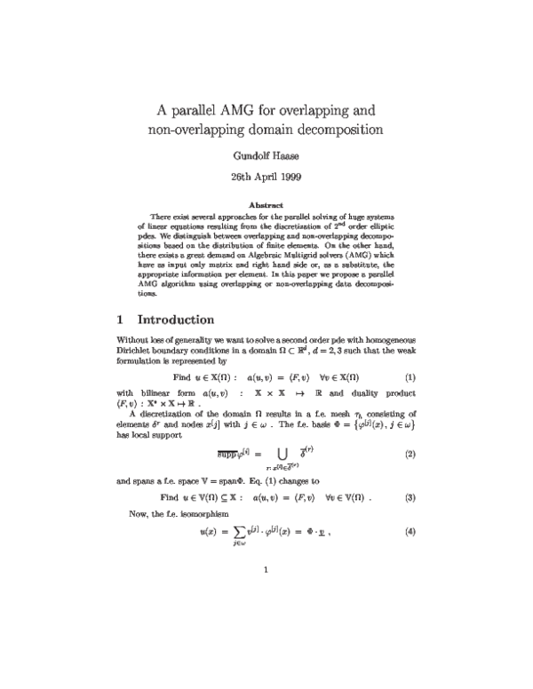 A Parallel Amg For Overlapping And Non Overlapping Domain Decomposition 