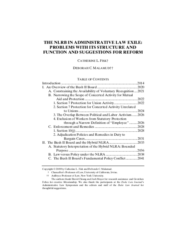 (PDF) The NLRB in Administrative Law Exile: Problems with Its Structure ...