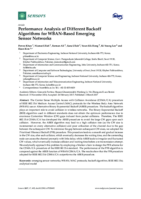 Pdf Performance Analysis Of Different Backoff Algorithms For Wban