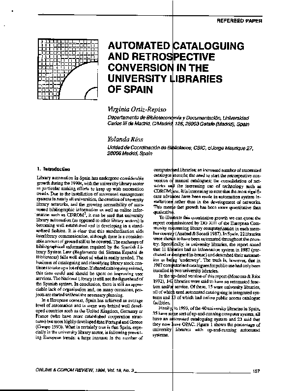 (PDF) Automated Cataloguing and Retrospective Conversion In the ...