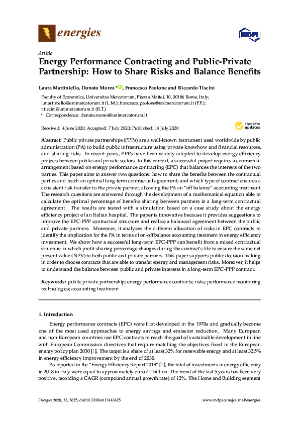 (PDF) Energy Performance Contracting and Public-Private Partnership ...
