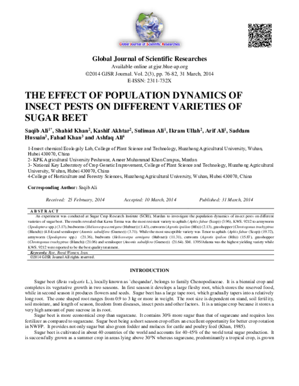 (PDF) The Effect of Population Dynamics of Insect Pests on Different ...