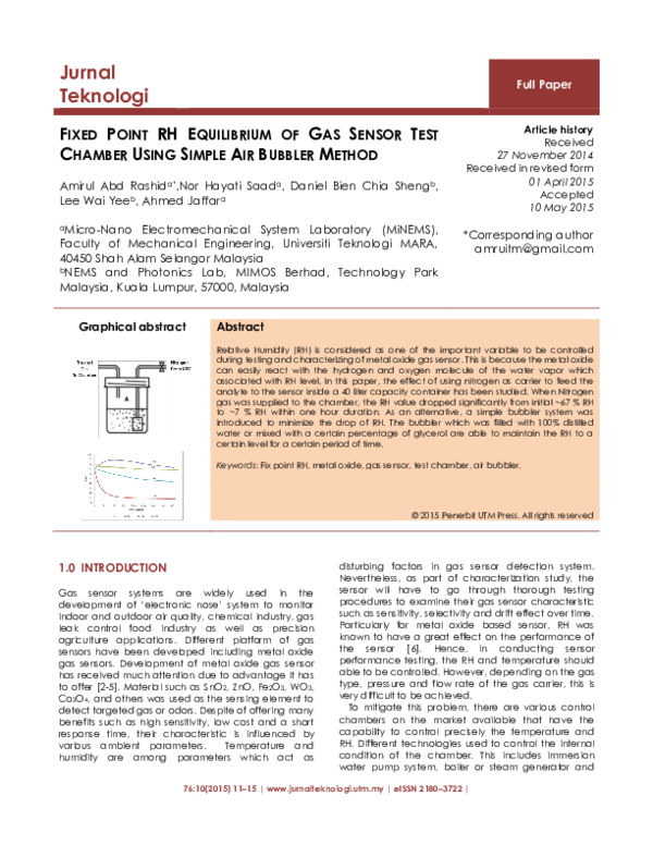 (PDF) Fixed Point RH Equilibrium of Gas Sensor Test Chamber Using ...