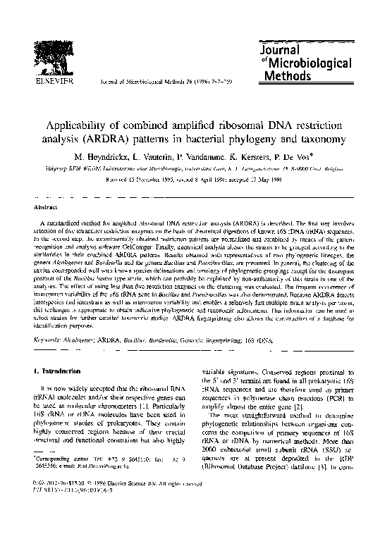 (PDF) Applicability of combined amplified ribosomal DNA restriction ...