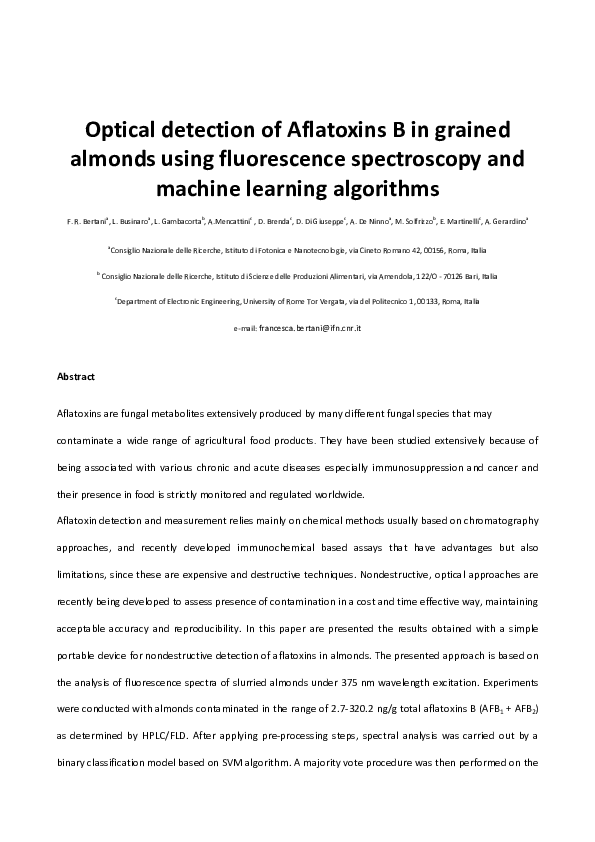 (PDF) Fluorescence Spectroscopy and Machine Learning for Aflatoxin ...