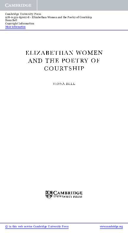 (PDF) Elizabethan Women and the Poetry of Courtship