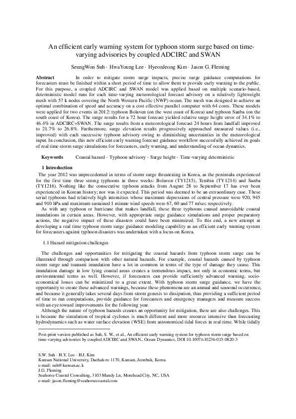(PDF) An efficient early warning system for typhoon storm surge based ...