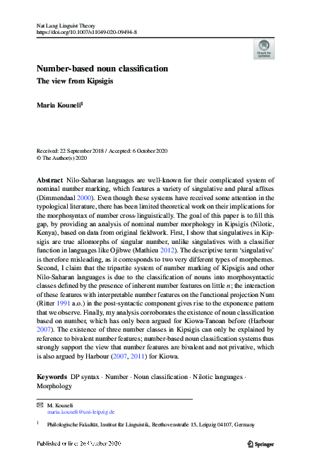 (PDF) Number-based noun classification | Maria Kouneli - Academia.edu