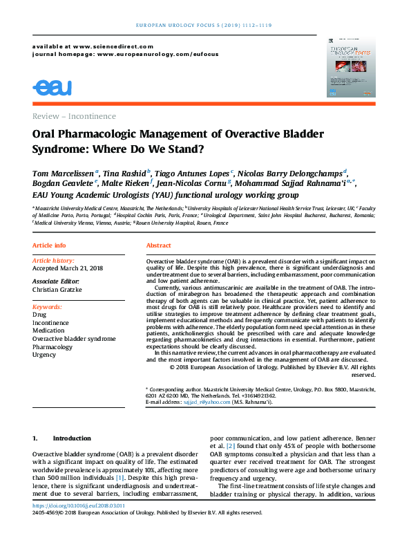 (PDF) Oral Pharmacologic Management of Overactive Bladder Syndrome ...