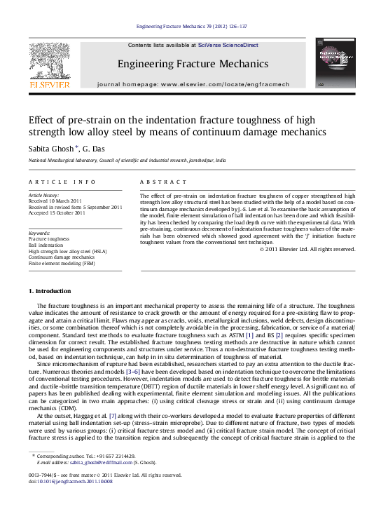(PDF) Effect of pre-strain on the indentation fracture toughness of high strength low alloy ...
