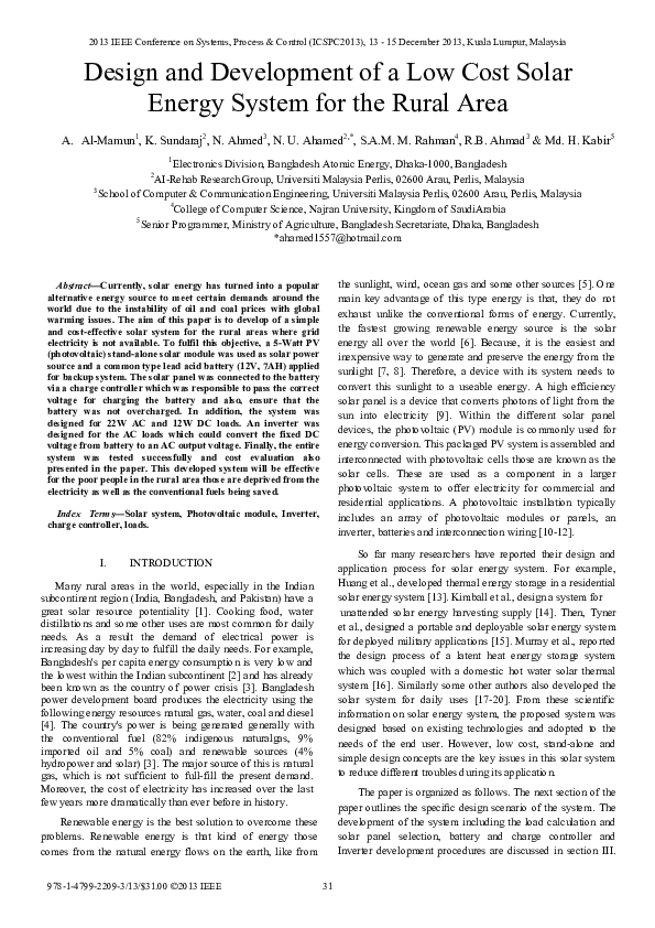 (PDF) Design and development of a low cost solar energy system for the ...