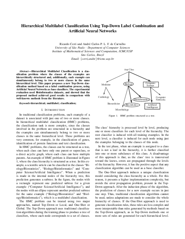 (PDF) Hierarchical Multilabel Classification Using Top-Down Label Combination and Artificial ...