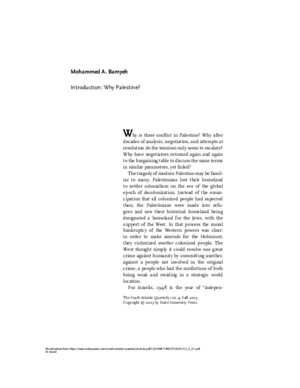 (PDF) Introduction: Why Palestine?