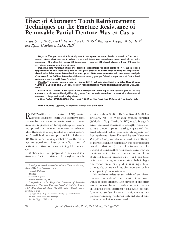 (PDF) Effect of abutment tooth reinforcement techniques on the fracture ...