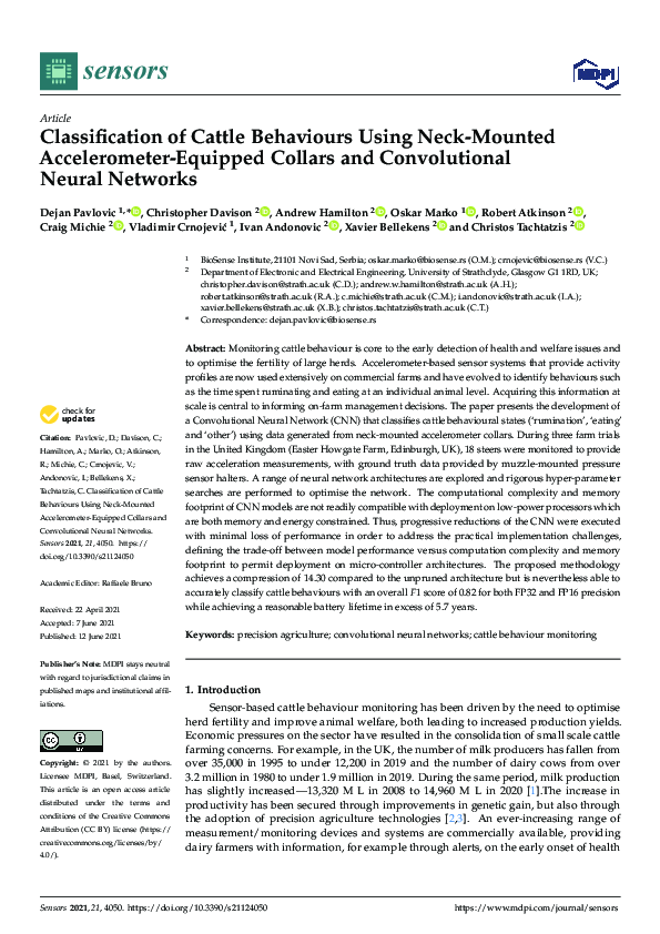 (PDF) Classification of Cattle Behaviours Using Neck-Mounted Accelerometer-Equipped Collars and ...