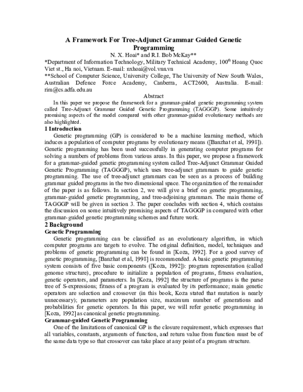 (PDF) A framework for tree adjunct grammar guided genetic programming ...
