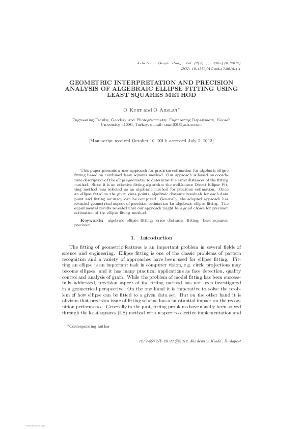 (PDF) Geometric interpretation and precision analysis of algebraic ...