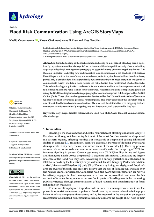 (PDF) Flood Risk Communication Using ArcGIS StoryMaps