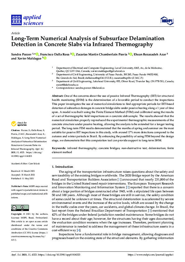 Pdf Long Term Numerical Analysis Of Subsurface Delamination Detection In Concrete Slabs Via