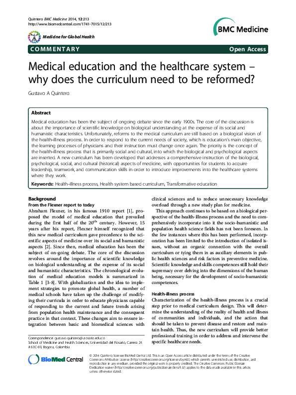 (PDF) Medical education and the healthcare system--why does the ...