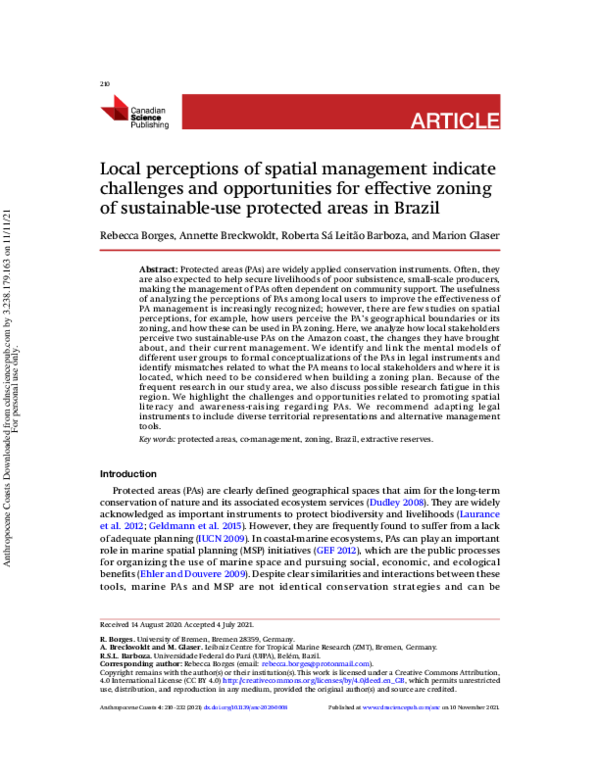 (PDF) Local perceptions of spatial management indicate challenges and ...