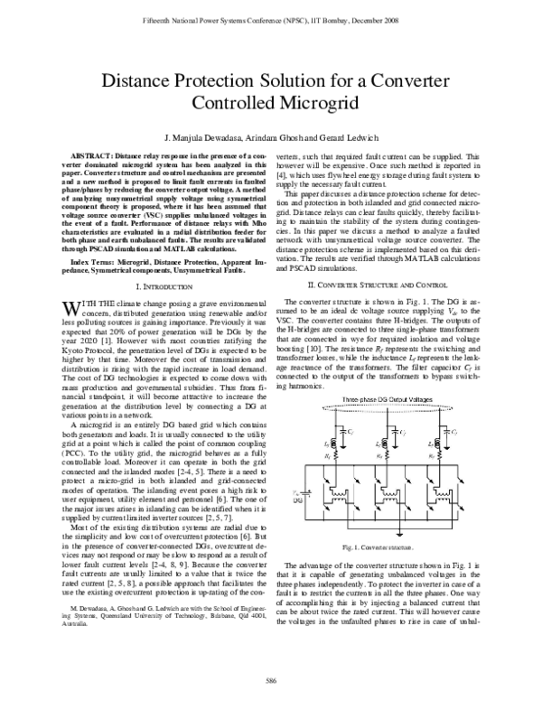 (PDF) Distance protection solution for a converter controlled microgrid