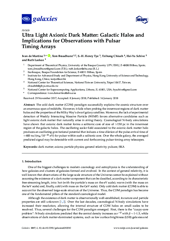 Pdf Ultra Light Axionic Dark Matter Galactic Halos And Implications For Observations With